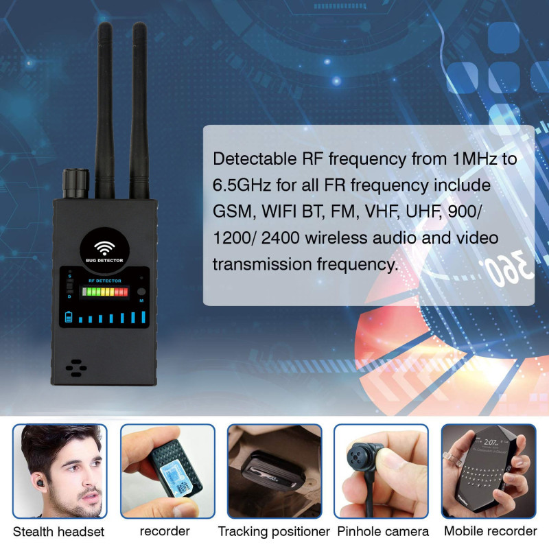 Anti Spy WiFi Camera Detector, Dual Antenna Wireless RF Signal Detector ...