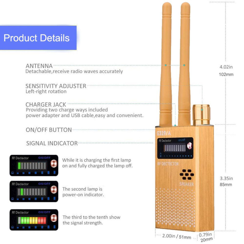 Anti Spy RF Signal Detector GPS Signal Detector Spy Bug WiFi Camera ...